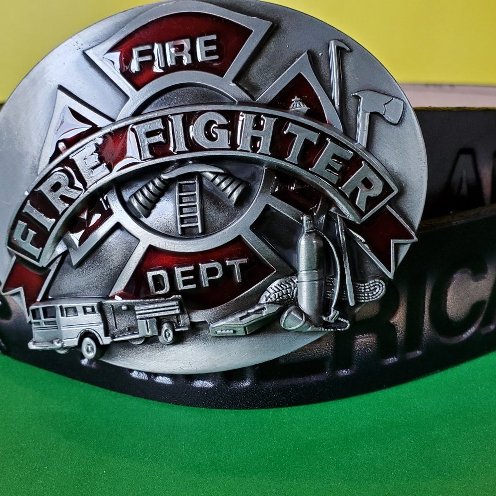 Genuine Leather American Firefighter Belt And Firefig… - Gem